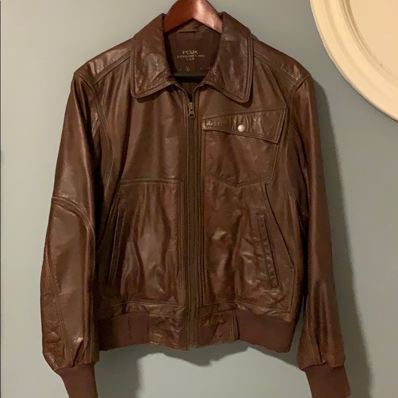 French Connection | Jackets & Coats | Fcuk Brown Leather Jacket | Poshmark